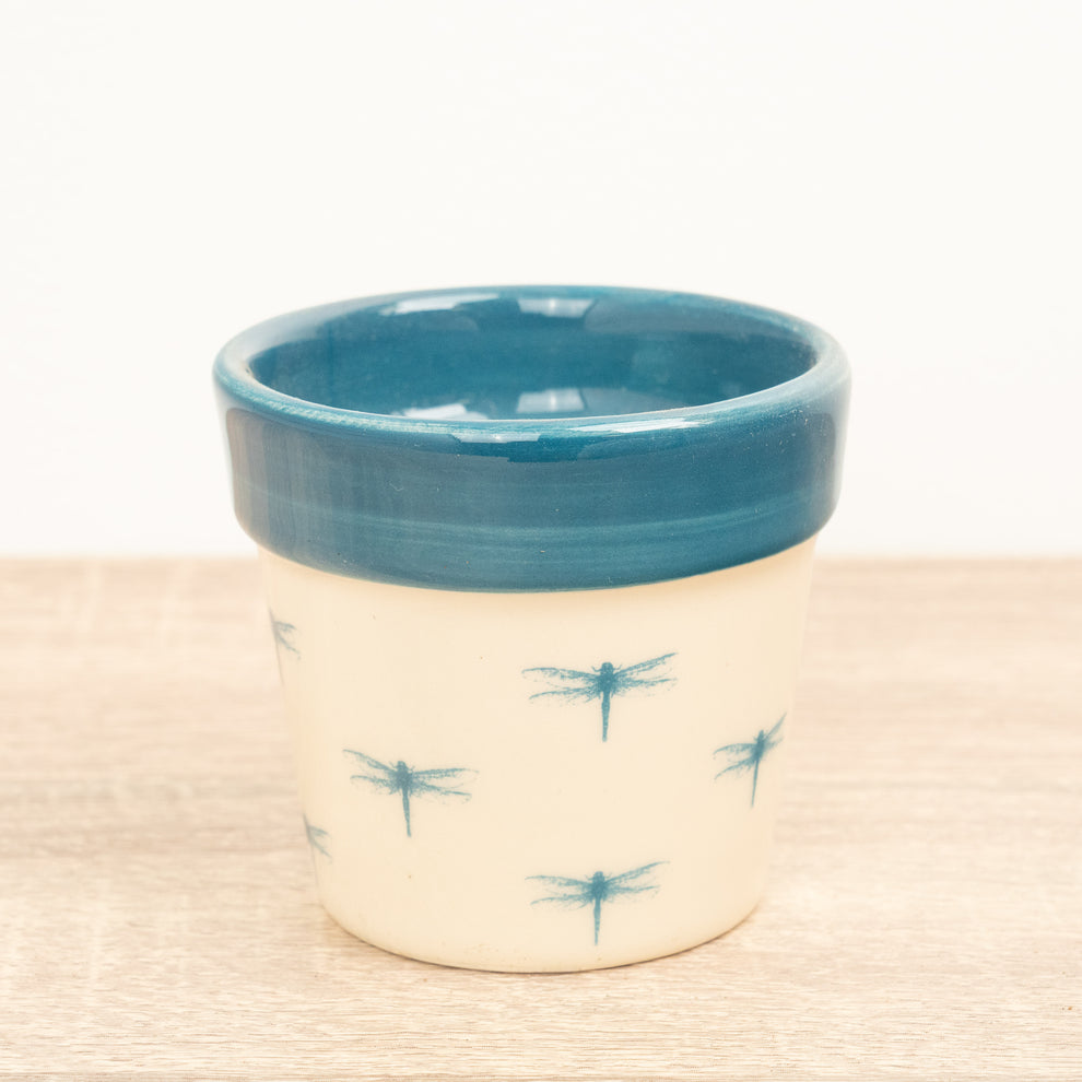 Dragonfly Pot | Ocean Blue & Ceramic Plant Pot & Houseplant UK